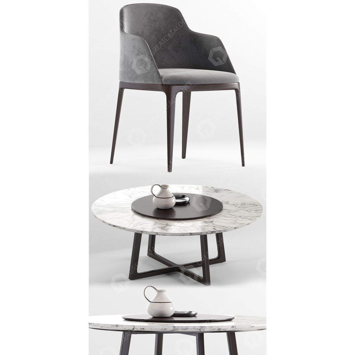 Mesa y sillas Poliform Concorde Round & Grace Modelo 3D - GreatCatalog 5455