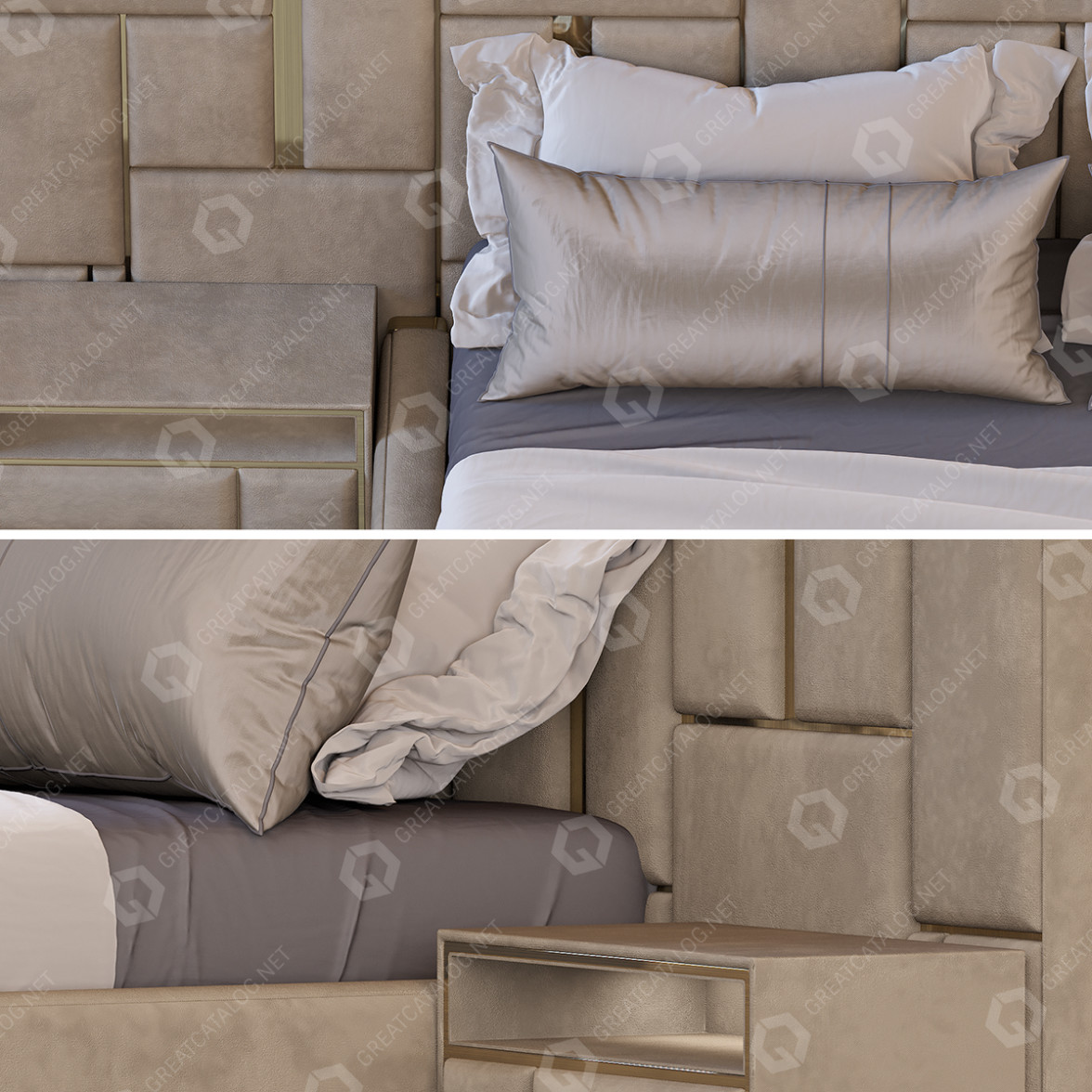 Bed and Bedside Tables Visionnaire Beloved 3D model - GreatCatalog 5518