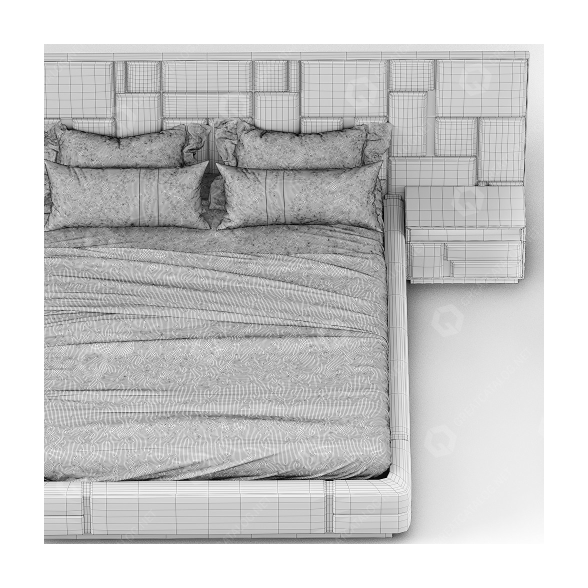 Bed and Bedside Tables Visionnaire Beloved 3D model - GreatCatalog 5518