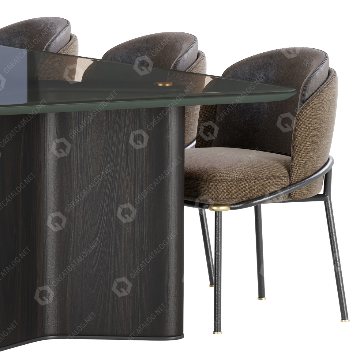 Mesa y sillas Minotti Lou Dining & Fil Noir Modelo 3D - GreatCatalog 5603