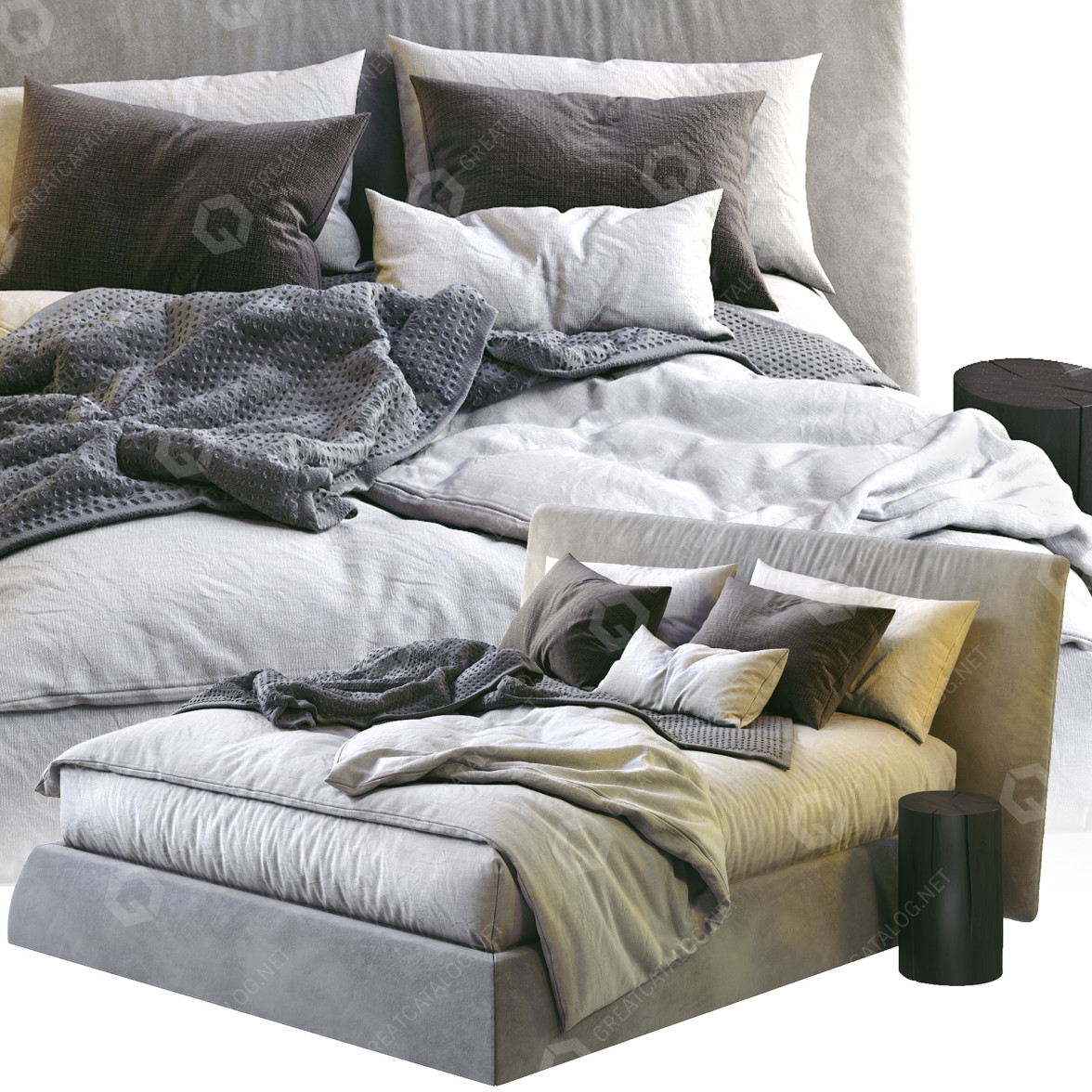 Bed and Bedside Tables Jesse Nimbo 3D model - GreatCatalog 6504