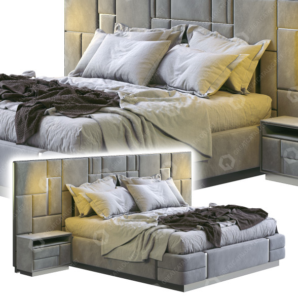 Bed and Bedside Tables Visionnaire Beloved Gray 3D model - GreatCatalog ...