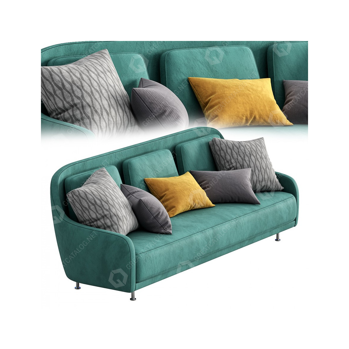 Sofa Gallotti&Radice Audrey Green 3D model - GreatCatalog 7221