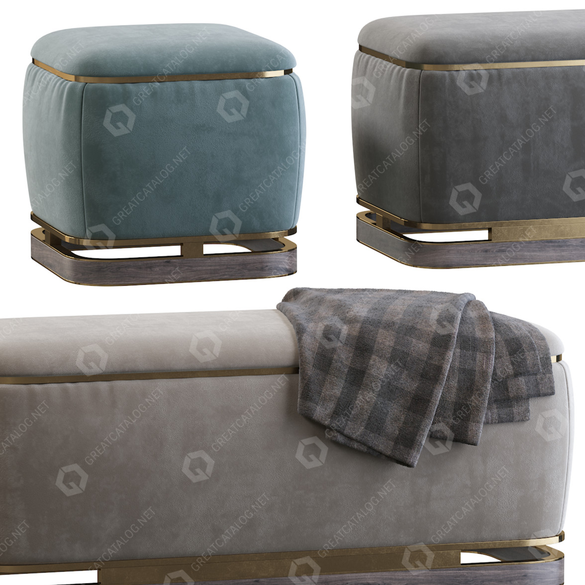 Benches and Pouf Frato Ashi 2018 3D model - GreatCatalog 7678