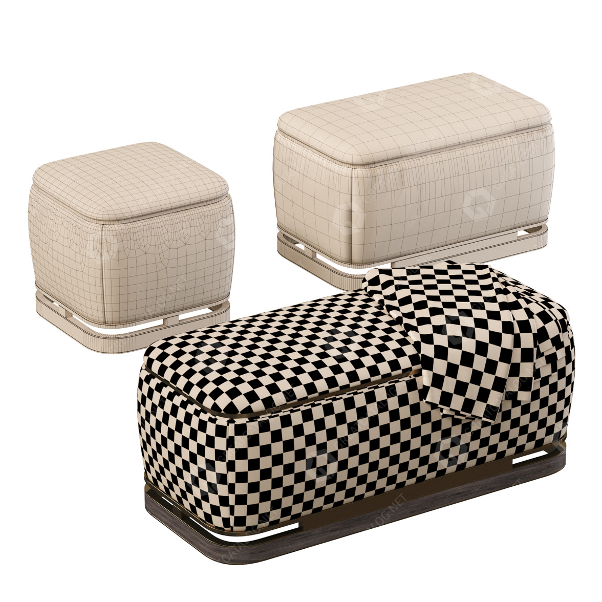 Benches and Pouf Frato Ashi 2018 3D model - GreatCatalog 7678