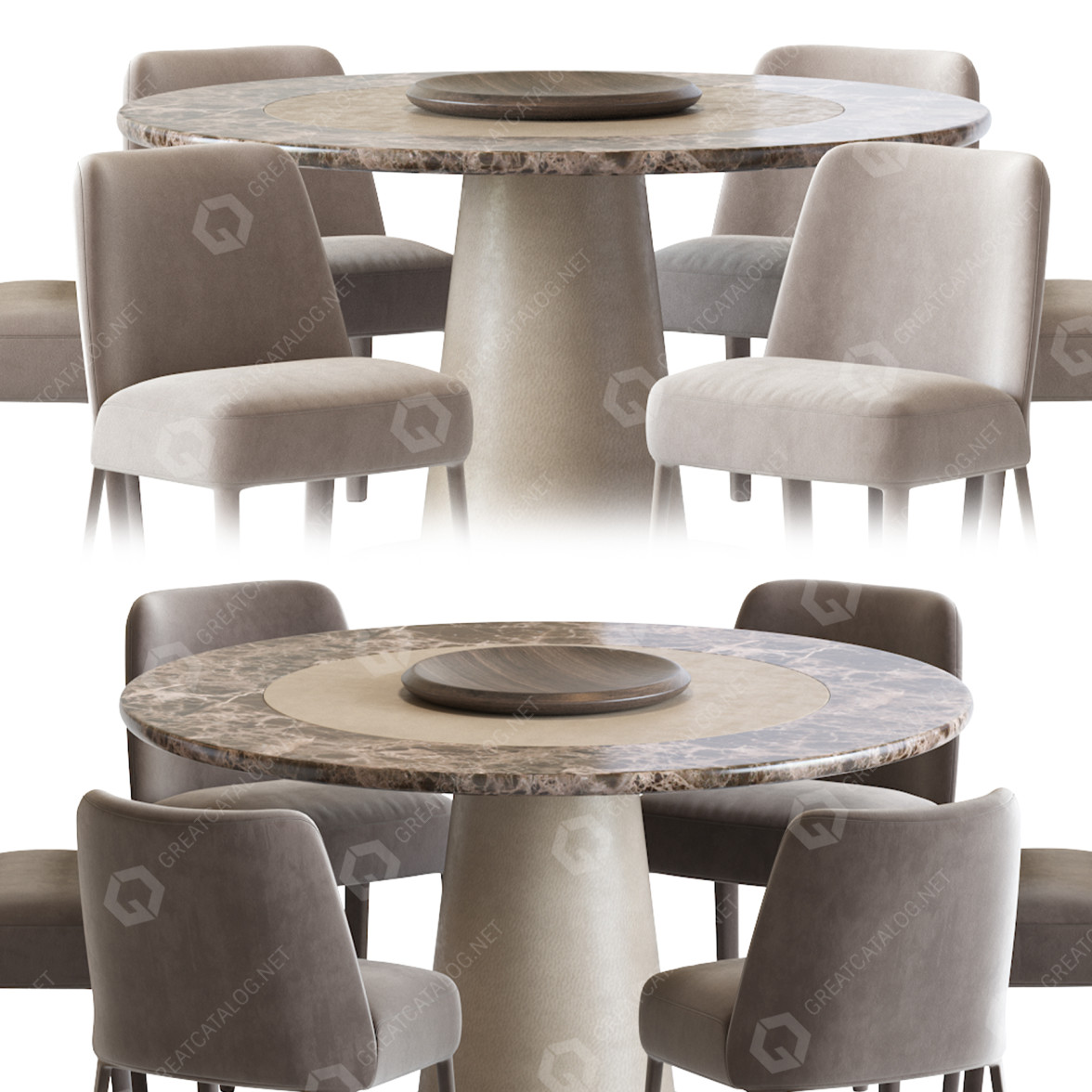 Modèle 3D Table et chaises Maxalto Modern Marble Round and Febo by ...
