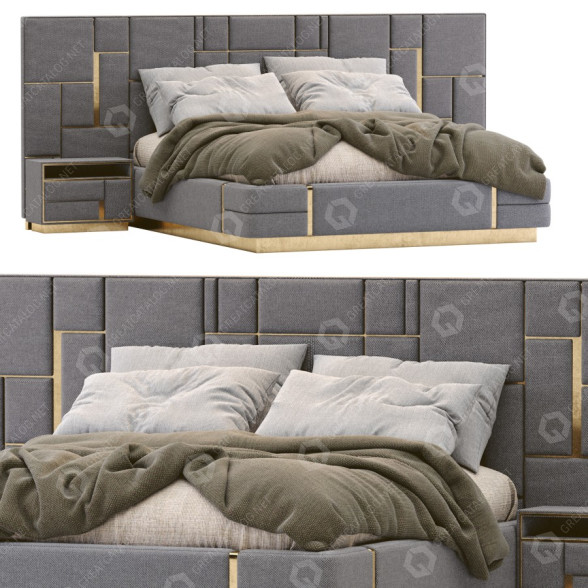 Bed and Bedside Tables Visionnaire Beloved Gray 3D model - GreatCatalog ...