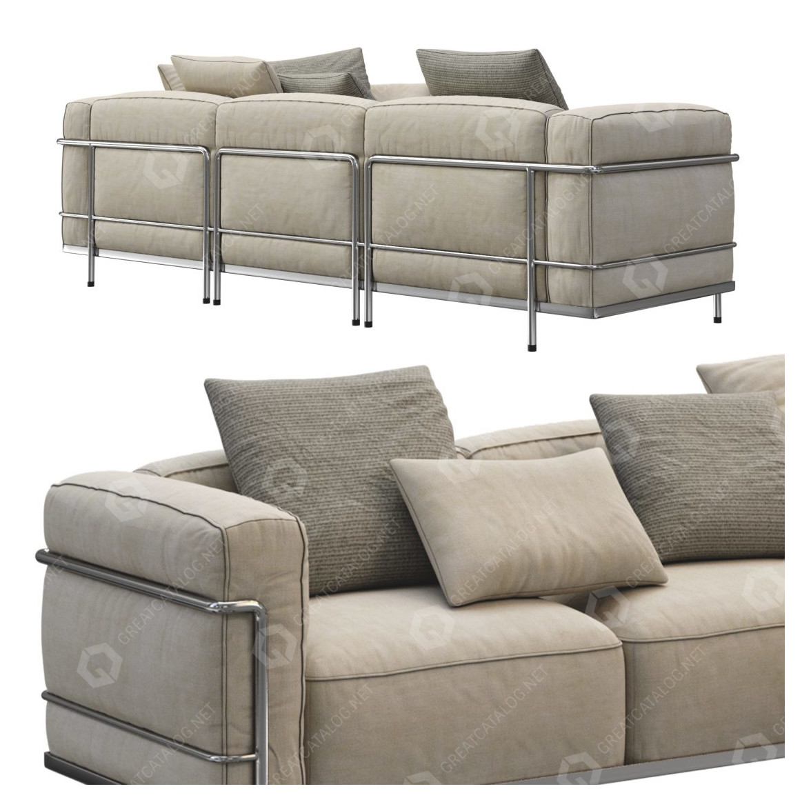 Sofa Cassina Lc3 3 3D model・Download 3D models・Great Catalog ...