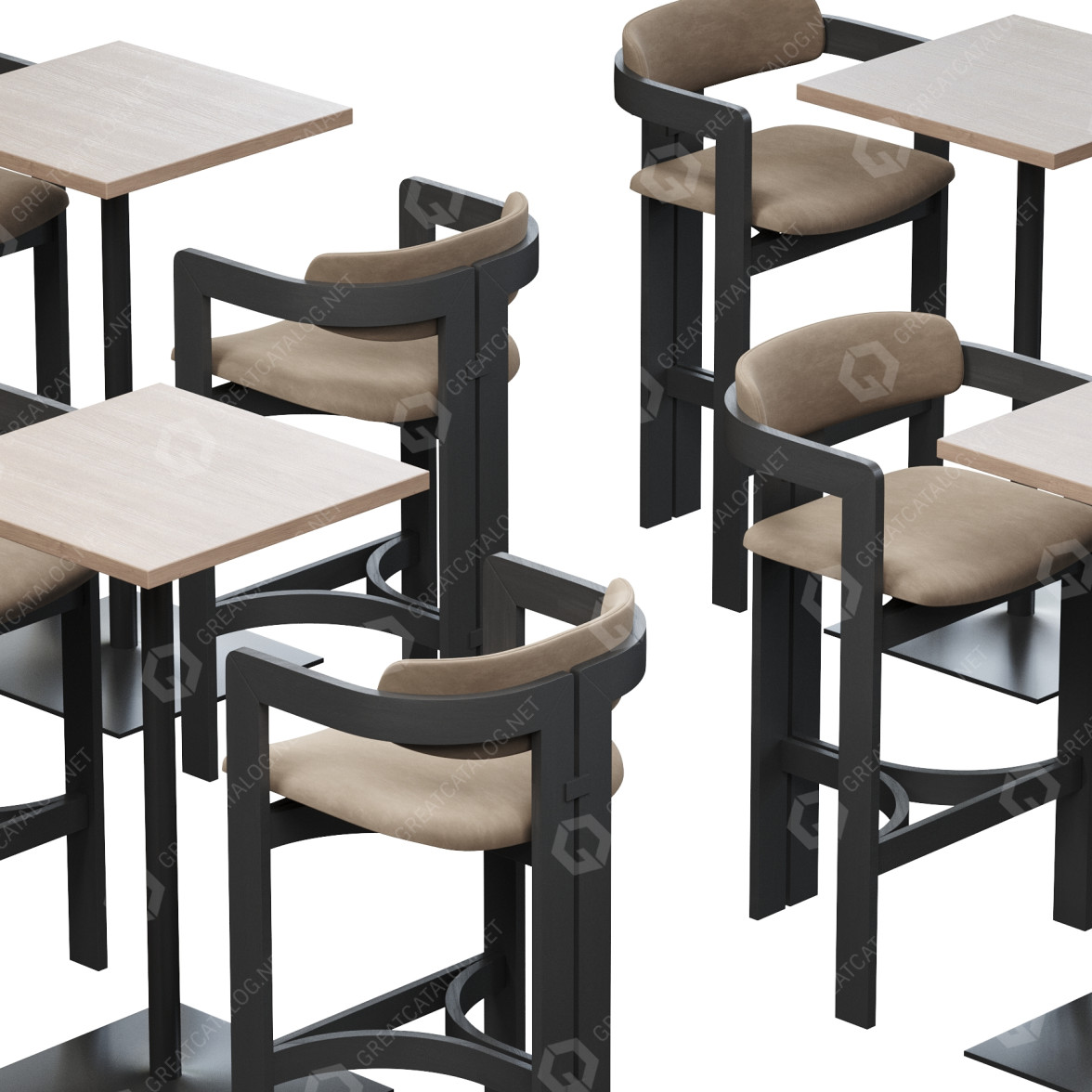 Bar Table and Stools Gallotti&Radice 0419 and Industrial 3D model ...