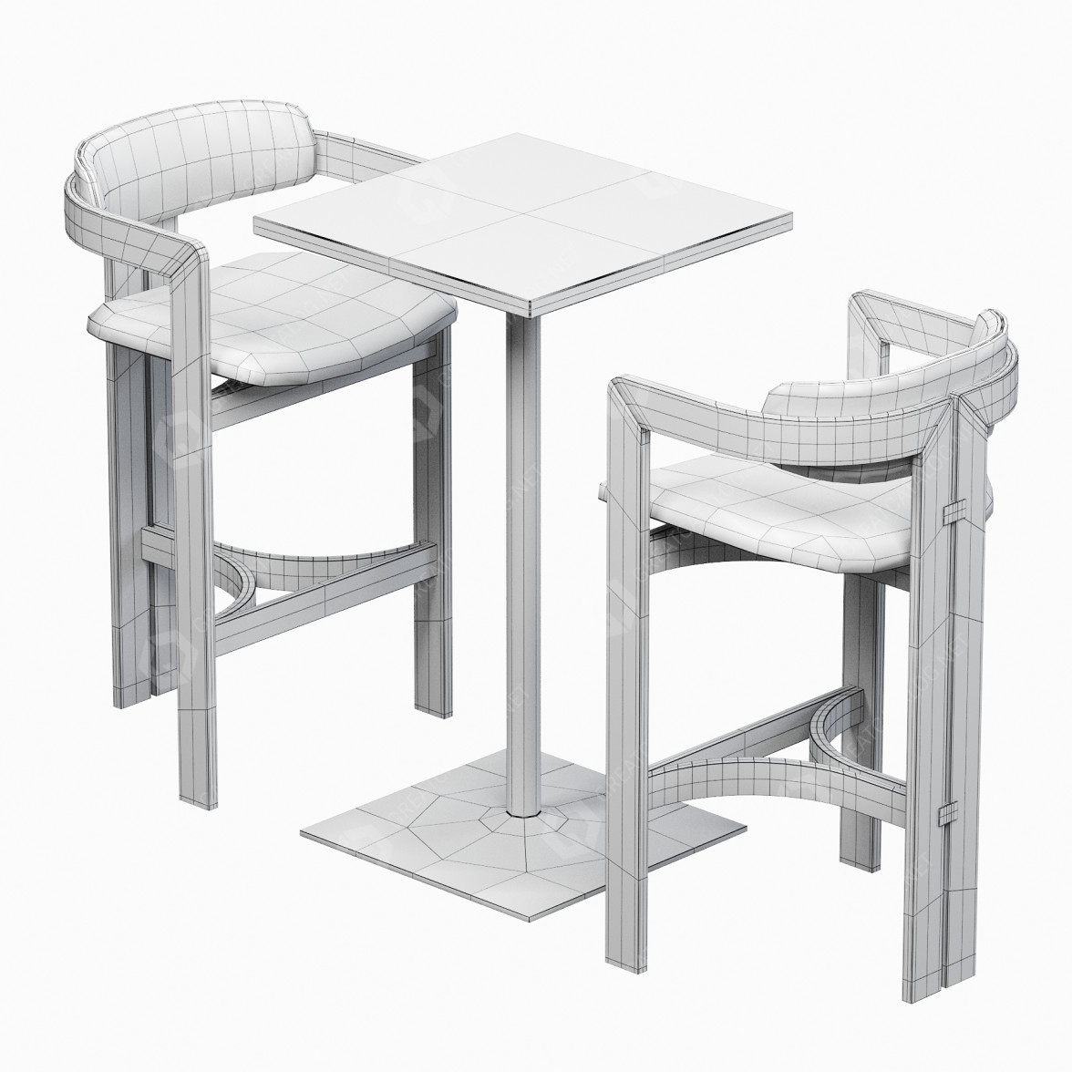 Bar Table and Stools Gallotti&Radice 0419 and Industrial 3D model #7947 ...