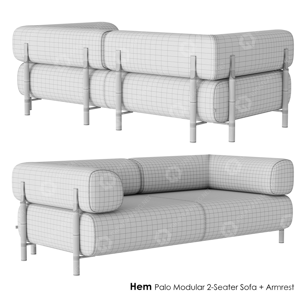 Sofa Hem Palo Modular 2 Seater with Armrest 3D model - GreatCatalog 8161