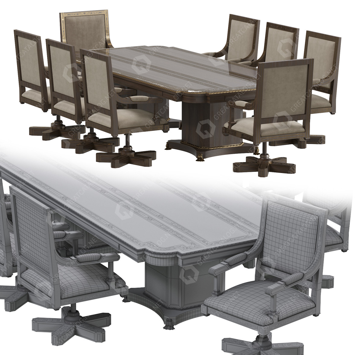 Table and Chairs Arabic 3D model - GreatCatalog 8427