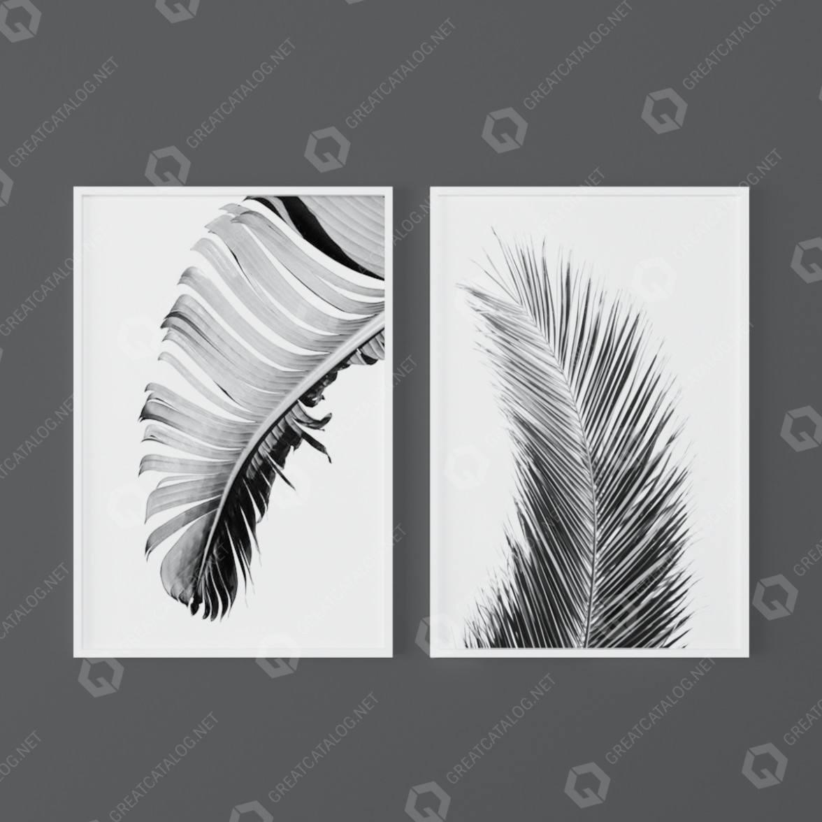 Pictures Set of Black And White Tropical Prints 3D model - GreatCatalog ...